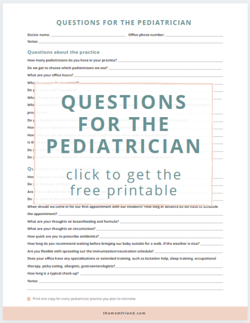 Choosing a Pediatrician: 25 Questions to Ask (Printable Checklist ...